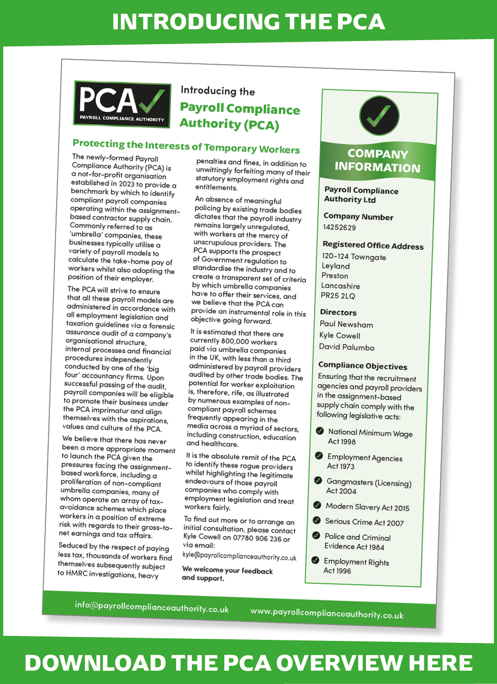 About the PCA - PCA - PAYROLL COMPLIANCE AUTHORITY
